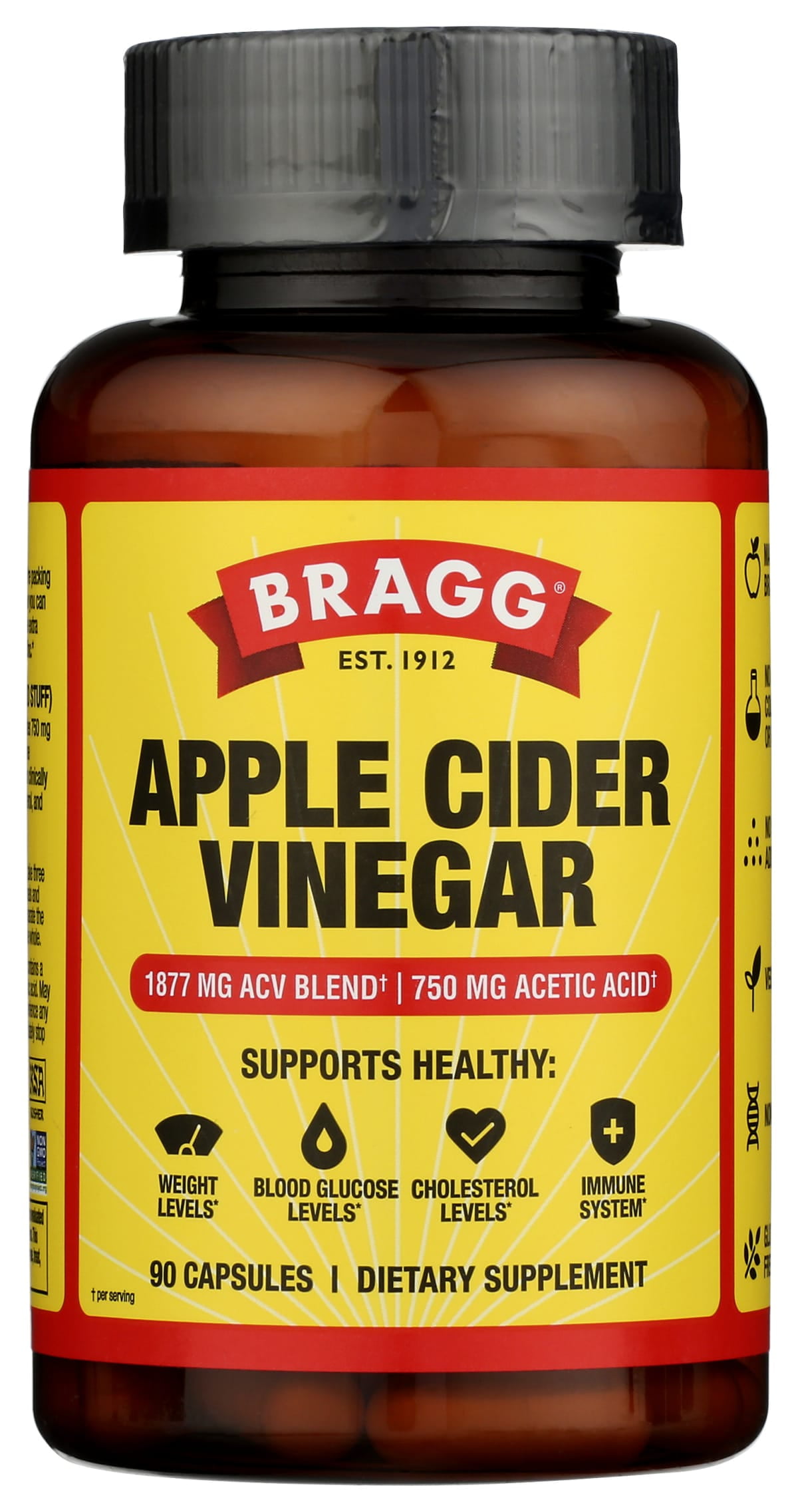 Bragg Gluten-Free Apple Cider Vinegar Supplement Pills, 90 Count ...