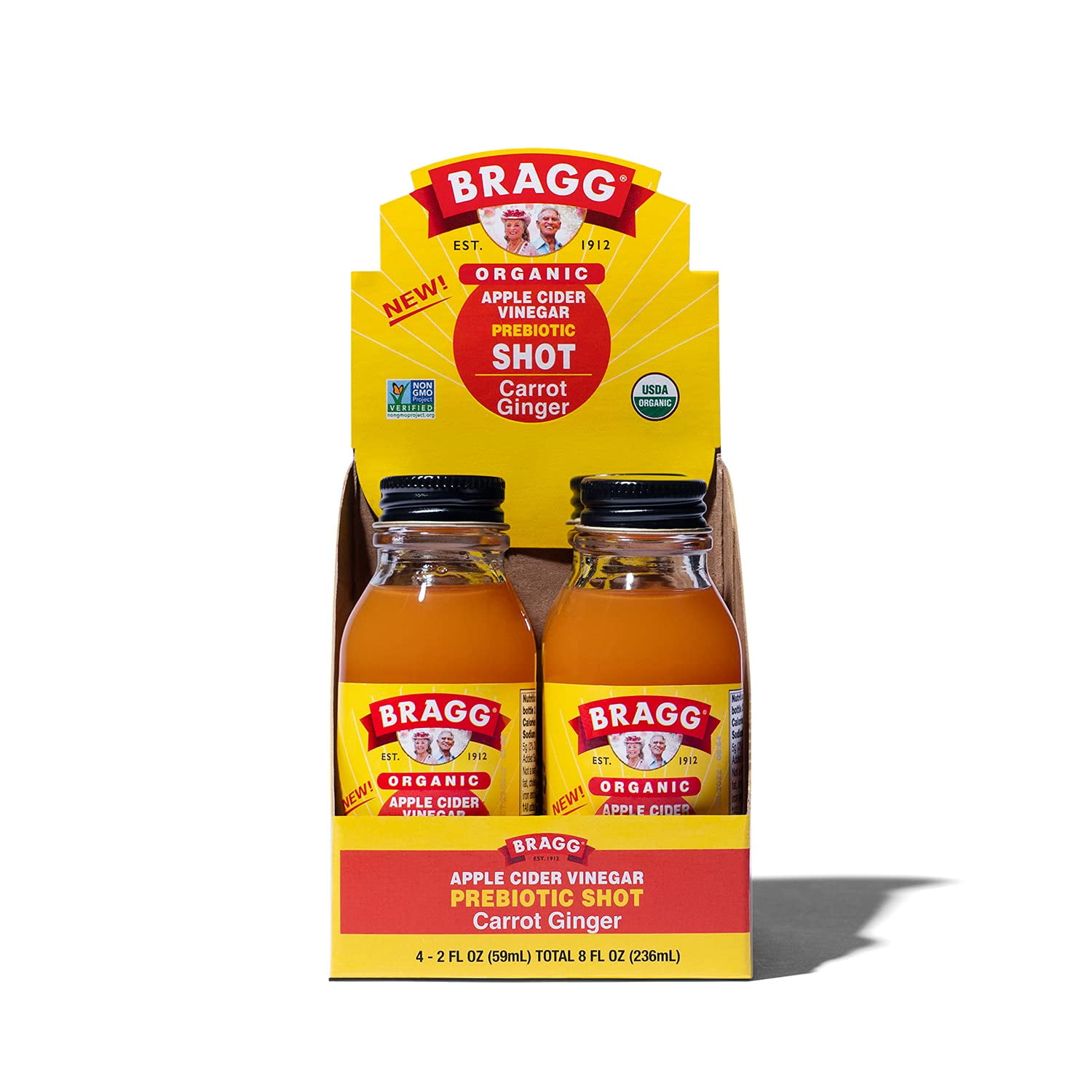 Bragg Organic Apple Cider Vinegar Shot with Carrot Ginger â€“ 2 oz, 4 ...
