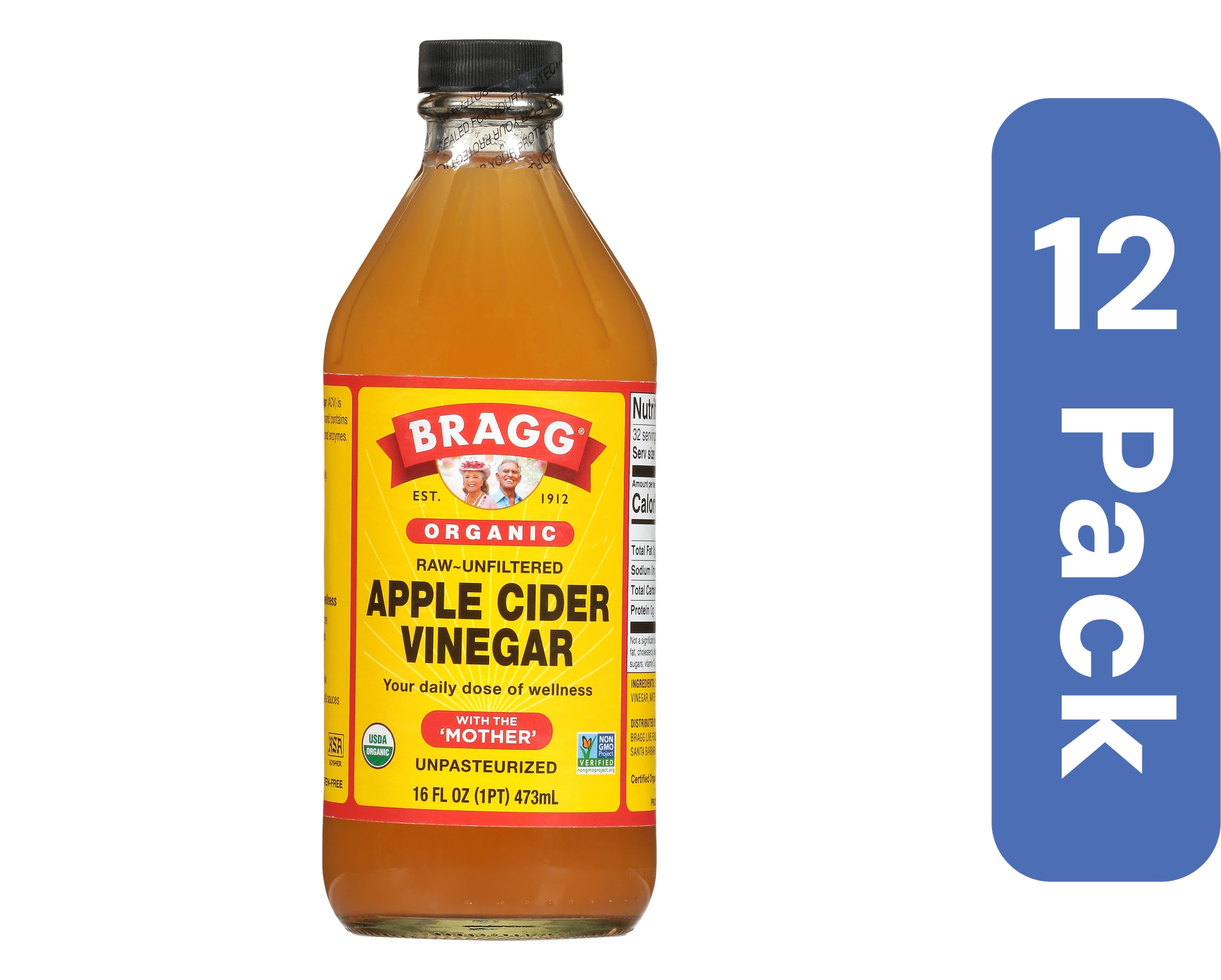 Bragg Organic Apple Cider Vinegar Unfiltered 16 oz (Pack Of 12 ...
