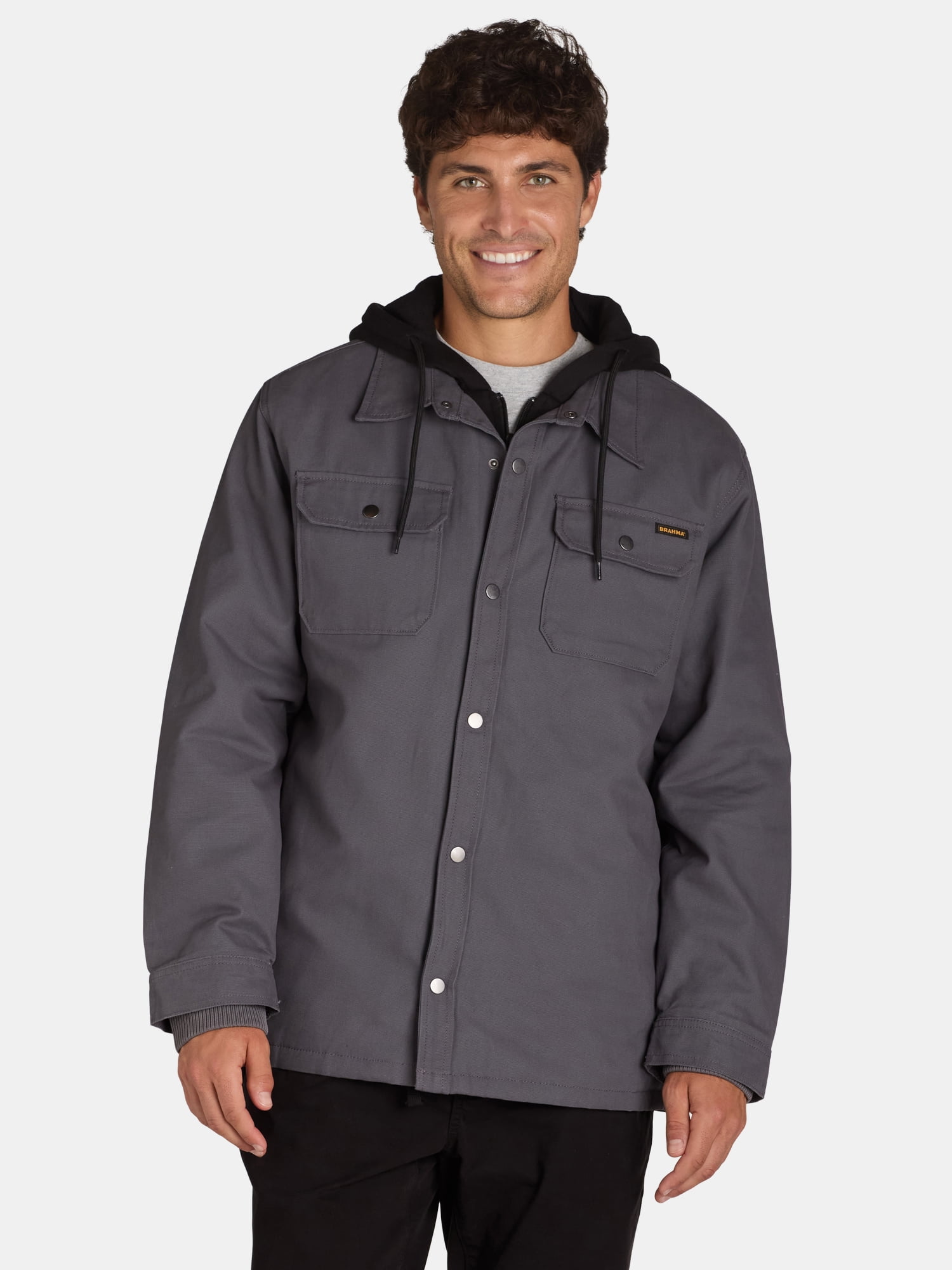 Brahma Men's Shirt Jacket with Hood, Sizes S-3XL - Walmart.com