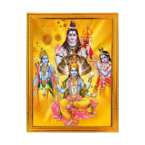 Brahma,Vishnu,Shiv,Krishna-Religious God Photo Frame for Home & Pooja ...