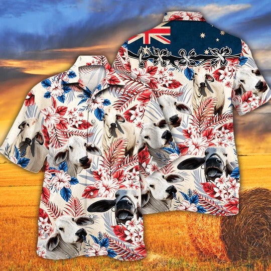 Brahman Cattle Lovers Australian Flag Hawaiian Shirt, Unisex Print ...