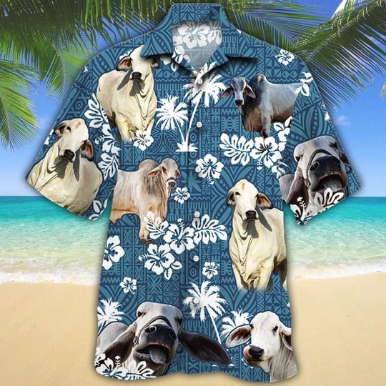 Brahman Cattle Lovers Hawaiian Shirt, Unisex Print Aloha Casual Shirt ...