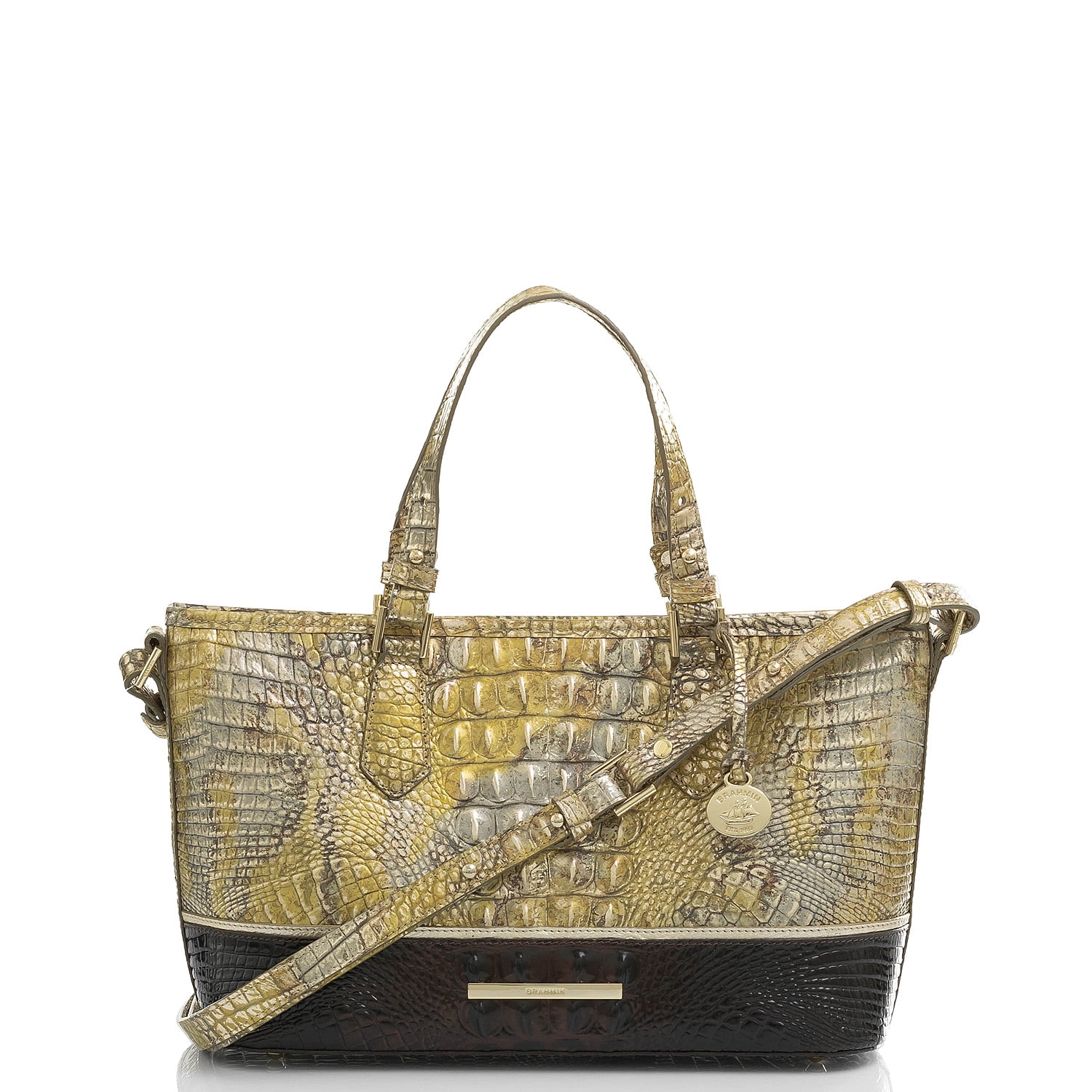 Brahmin Mini Asher Symphony Katia Gold/Silver Metallic/Brown Crossbody ...
