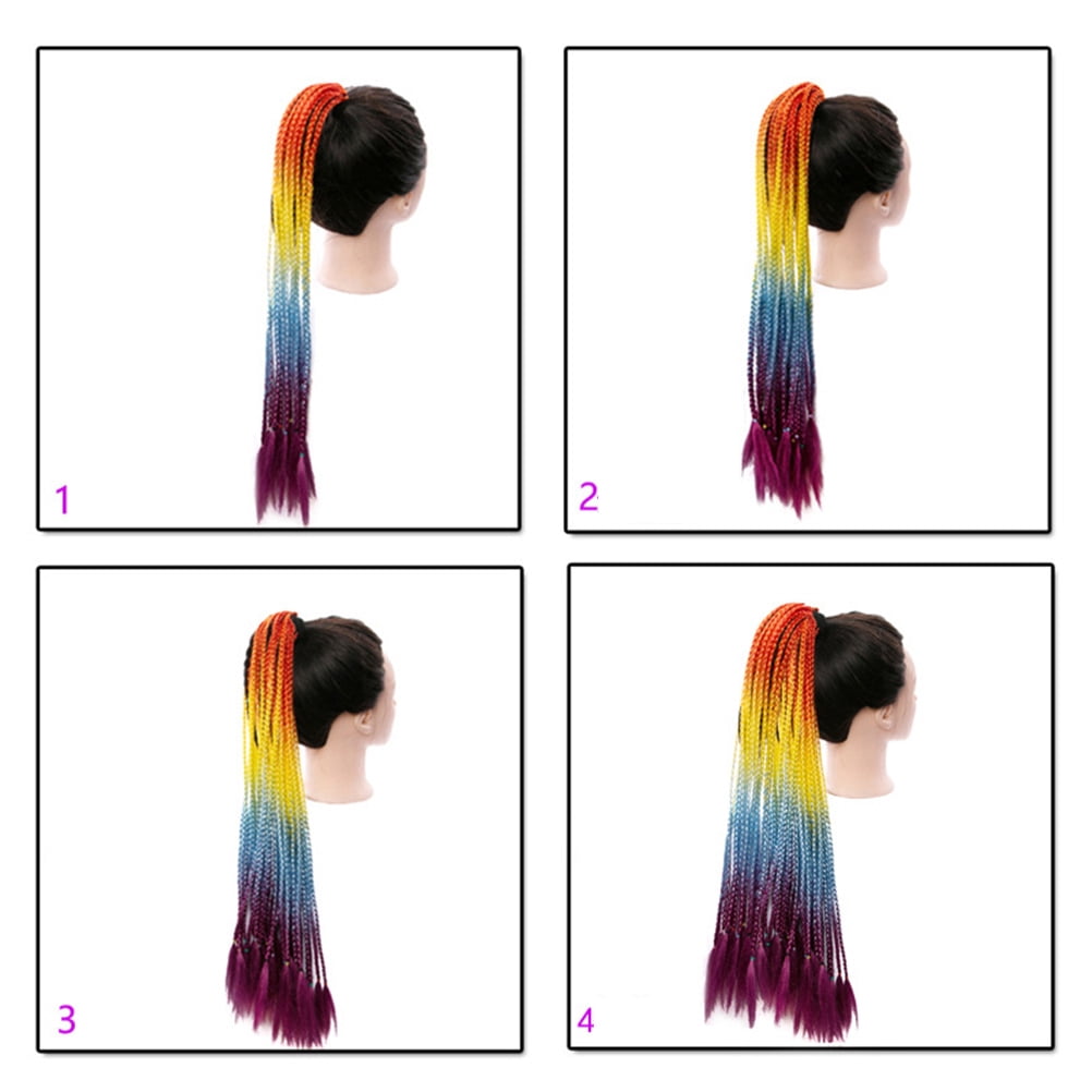 Braid Extensions Synthetic Curly Wig Hair Ribbons Wig Braid Ponytail ...