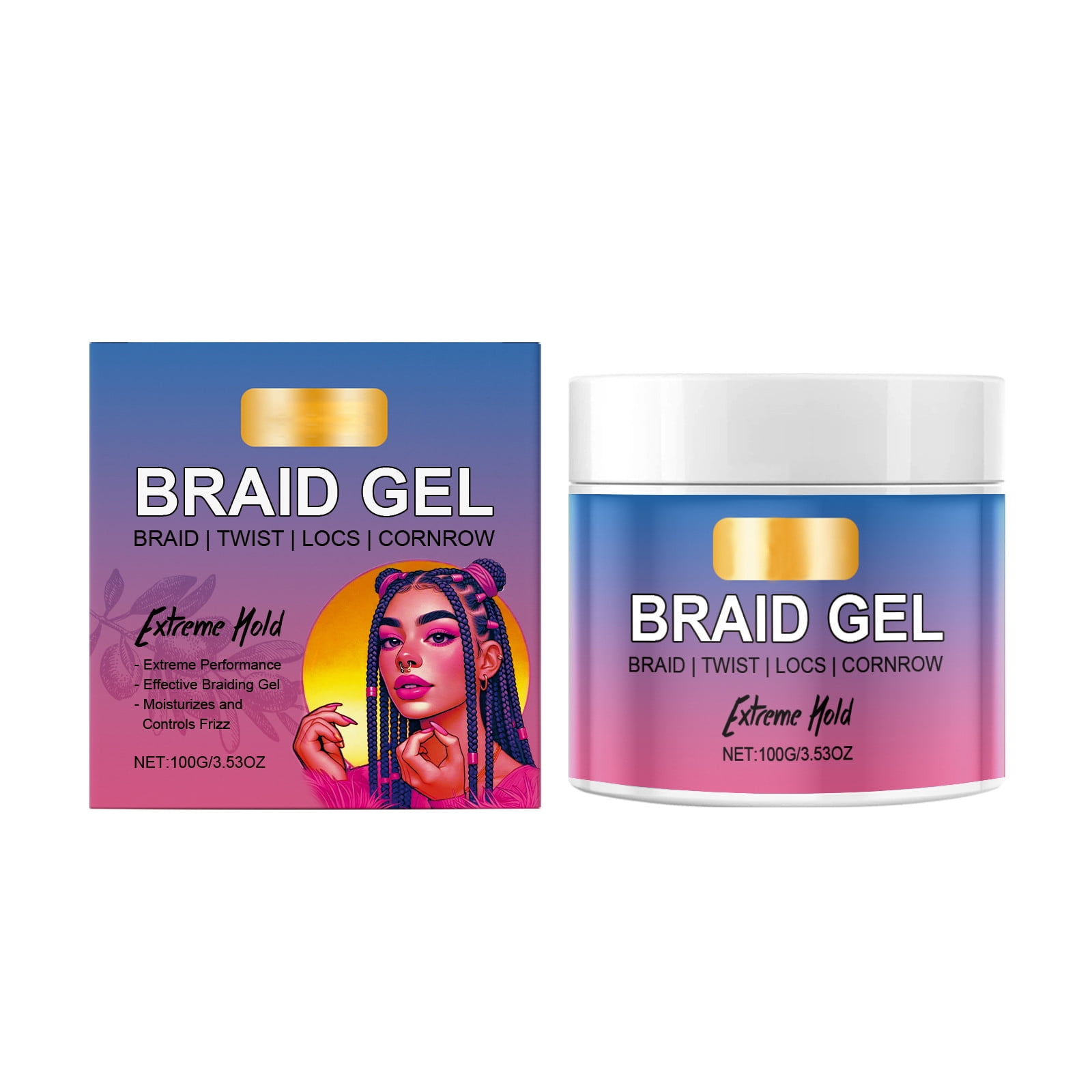 Braid Gel with Extra Hold, High Shine for Twists, Locs, Braids & Edge ...
