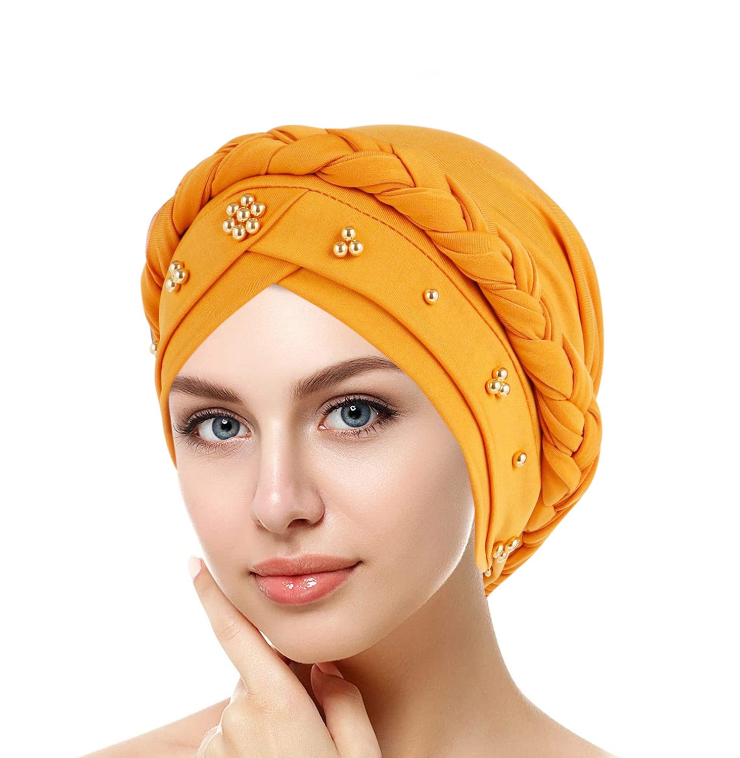 Braid Hat Headwear Women Cap Beaded Turban Wrap Headscarf Caps ...