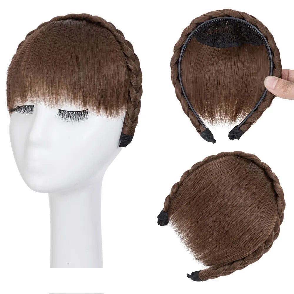 Braid Headband Synthetic Hair Fringe Headband with Bangs Hairpieces for ...