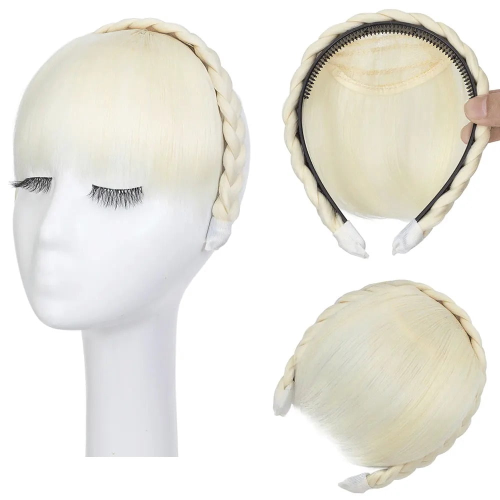 Braid Headband Synthetic Hair Fringe Headband with Bangs Hairpieces for ...