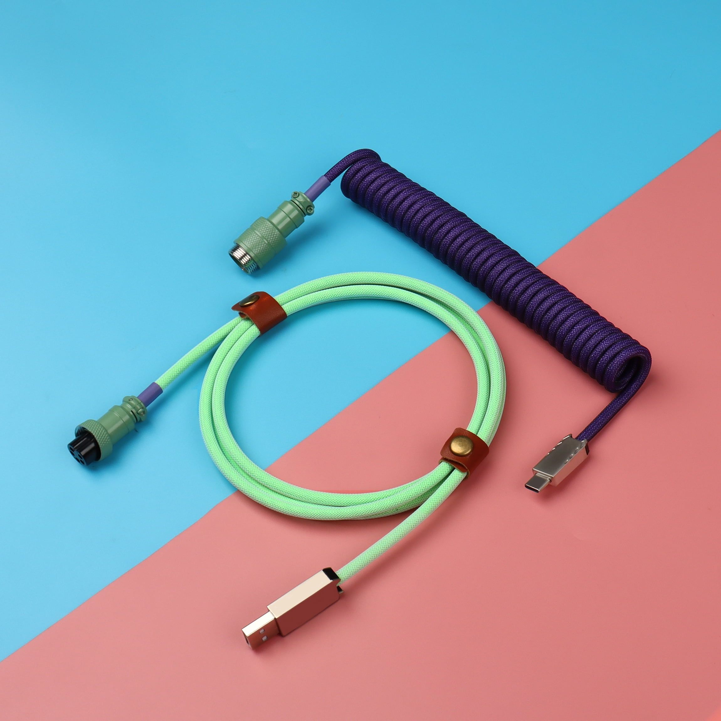 Braid Shielded USB to Typc C Coiled Keyboard Cable for Mechanical ...