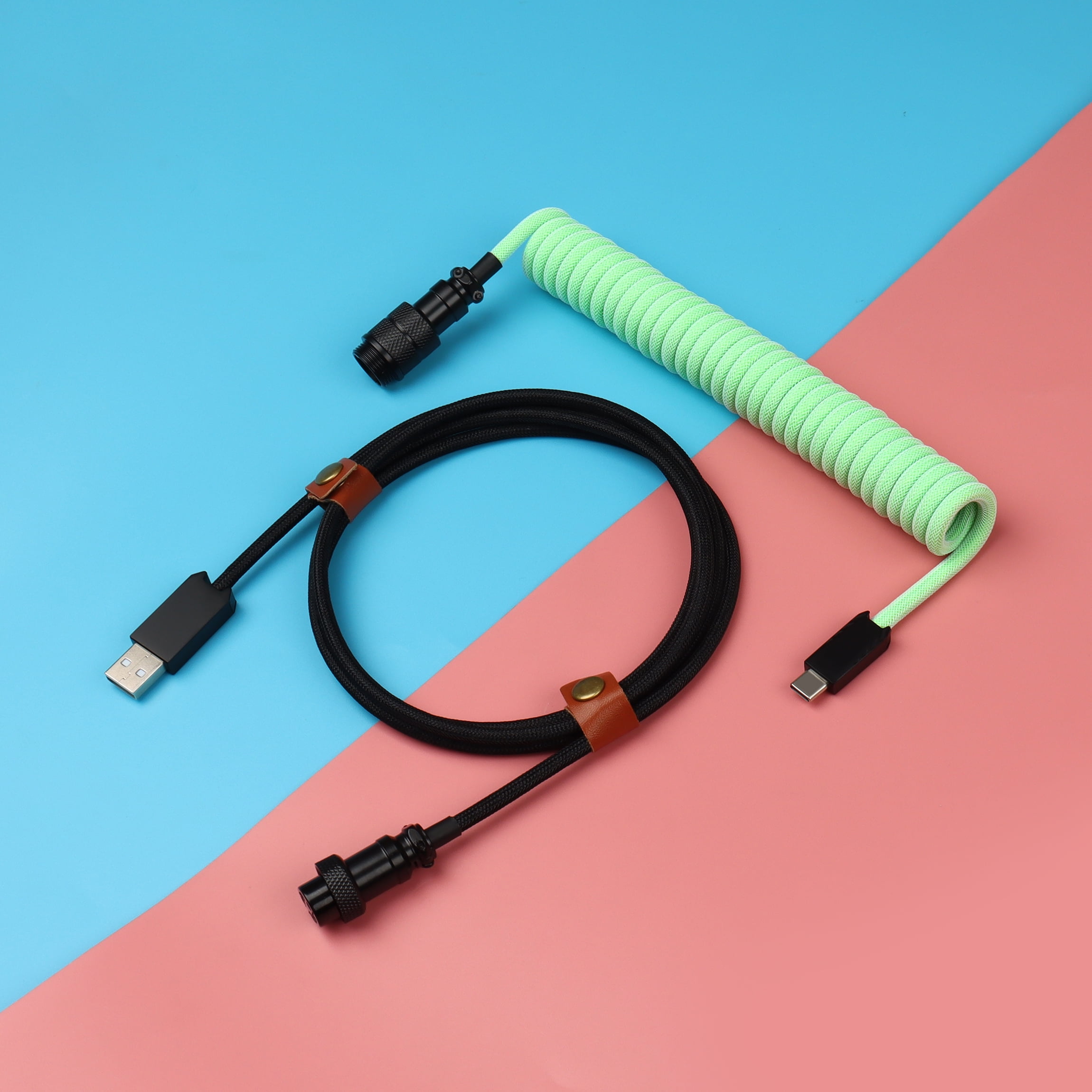 Braid Shielded USB to Typc C Coiled Keyboard Cable for Mechanical ...