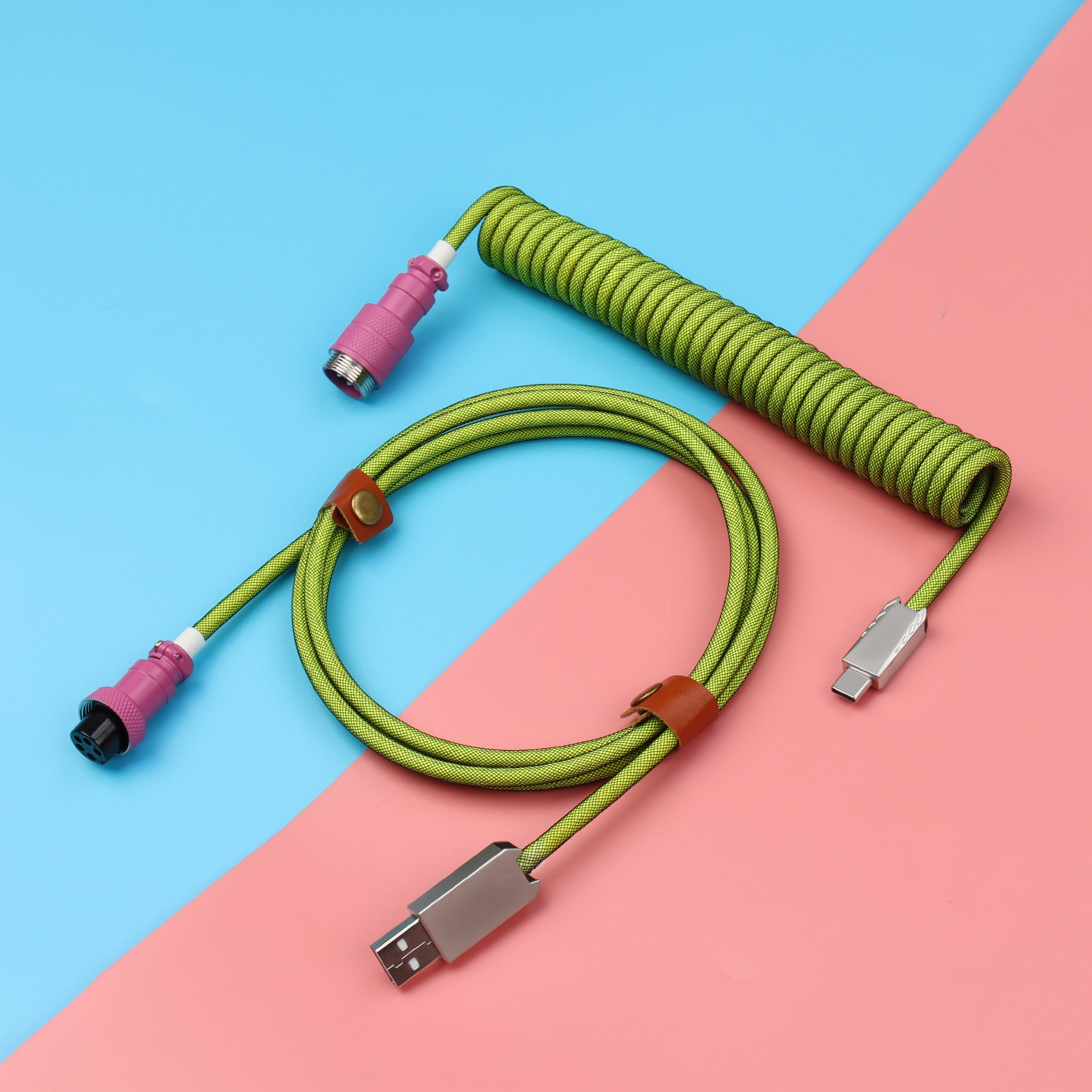 Braid Shielded USB to Typc C Coiled Keyboard Cable for Mechanical ...