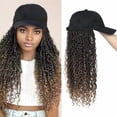 Braided Baseball Cap Wig Faux Hair Extensions with Hat Ombre Light ...