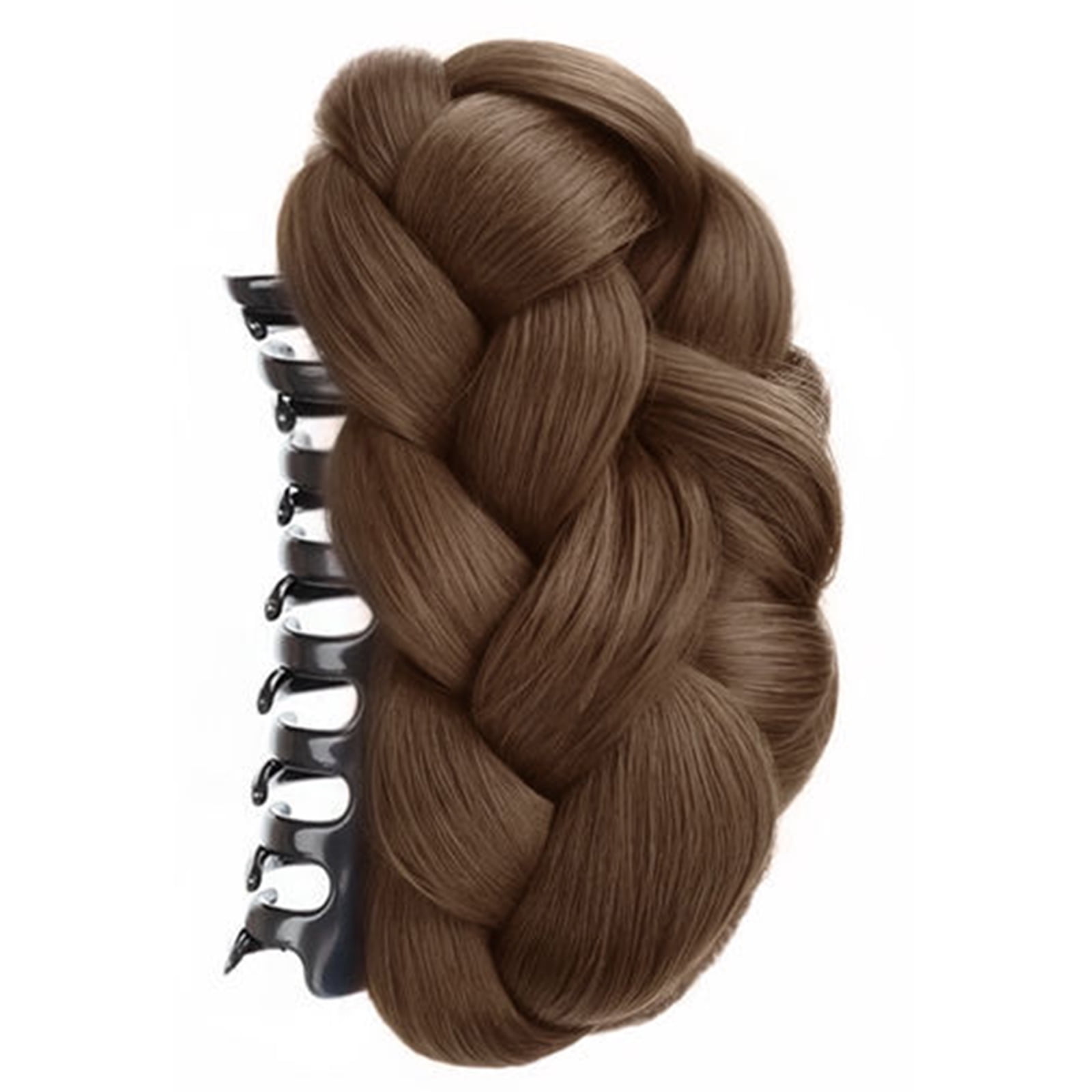 Braided Bun Updos Hairpiece Clip On Wigs For Women with Natural ...