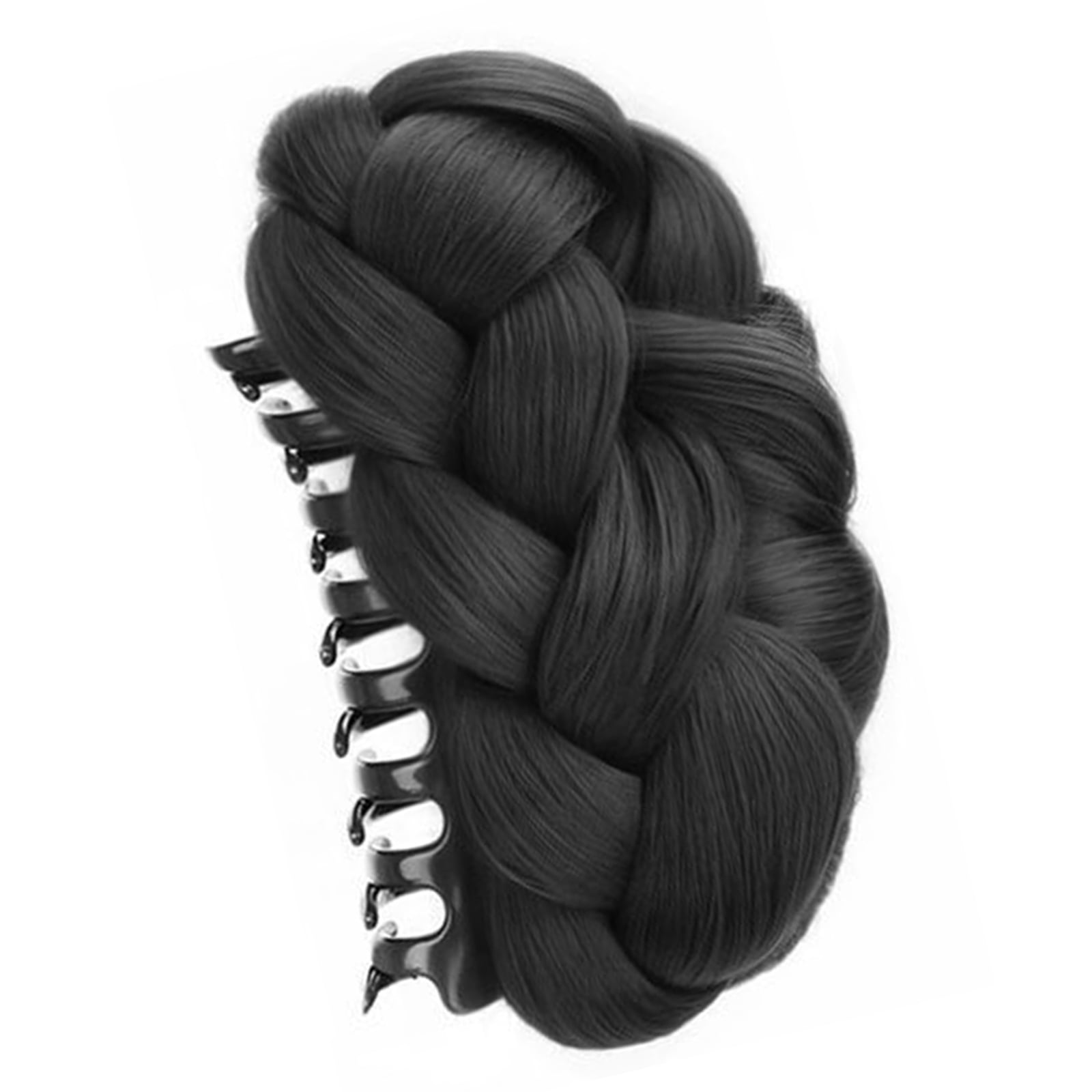 Braided Bun Updos Hairpiece Clip On Wigs For Women with Natural ...