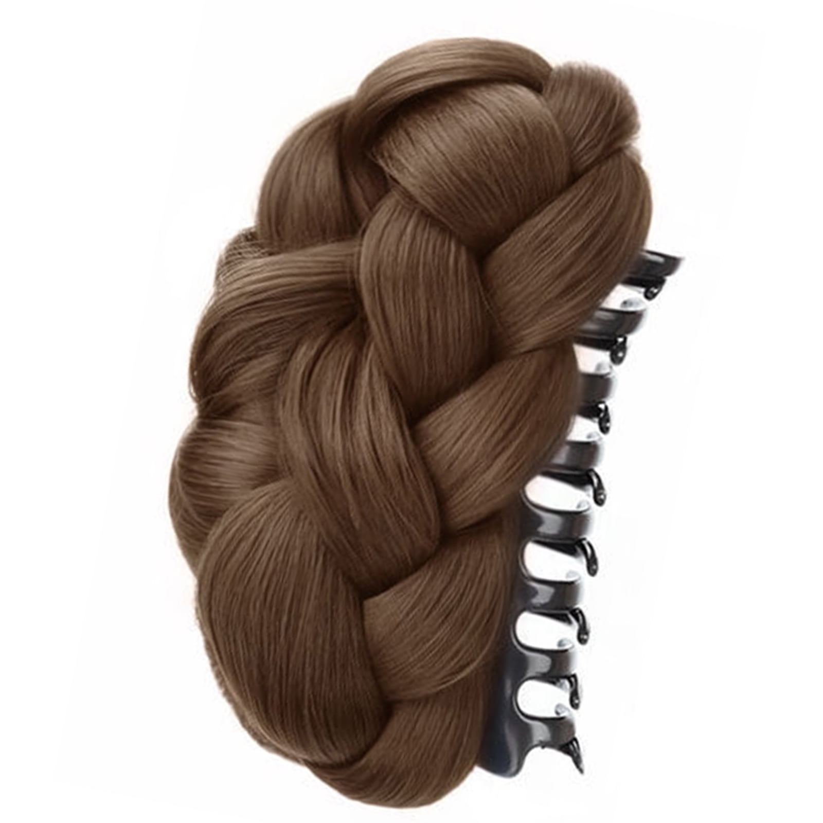 Braided Bun Updos Hairpiece Clip On Wigs For Women with Natural ...