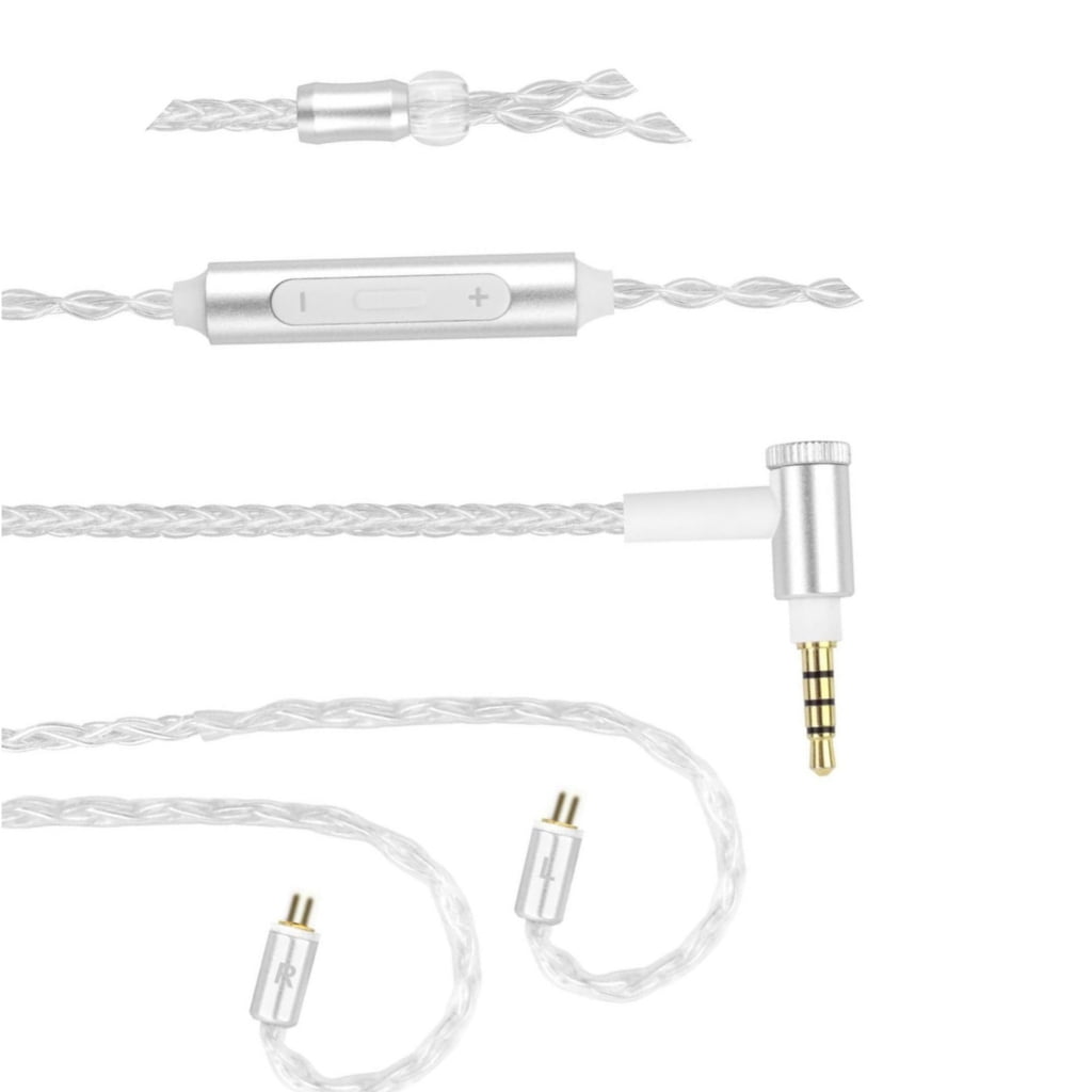 Braided Cable Silver Plated Double PIN 0.78mm Build in Mic 3.5mm for ...