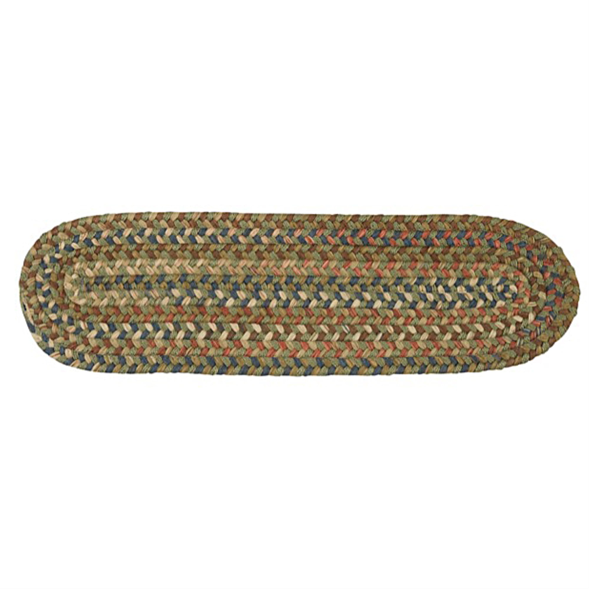 Braided Cedar Wood Stair Treads Set of 13 Olive Reversible - Colonial ...