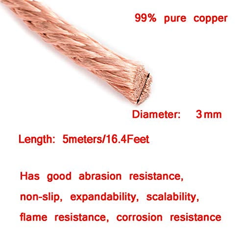 Braided Copper Wire Drain Cable Electric Stranded Round Bare Spiral Flexible Grounding Lead ...