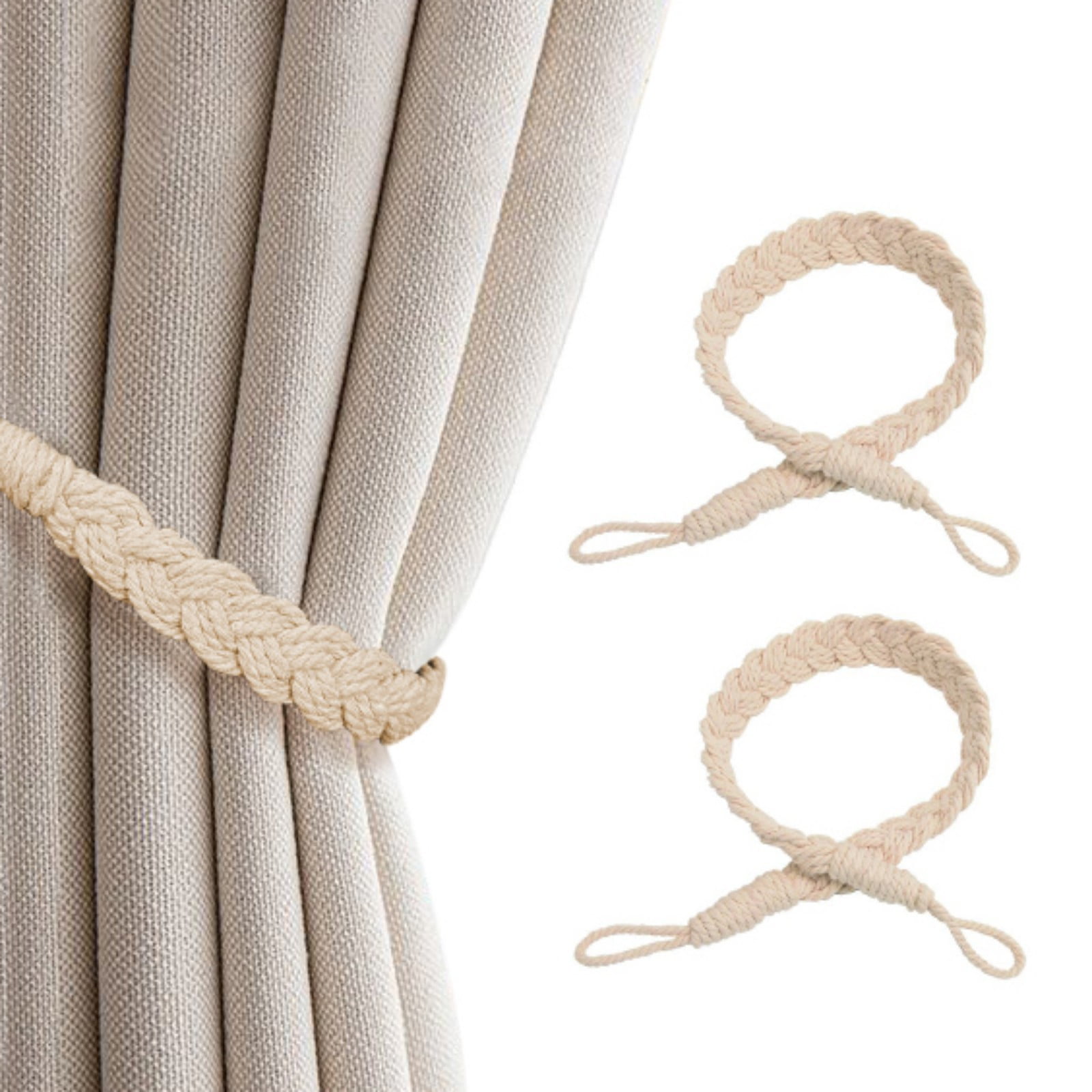 Braided Curtain Tiebacks for Drapes, Rustic Curtain holdbacks Set of 2 ...