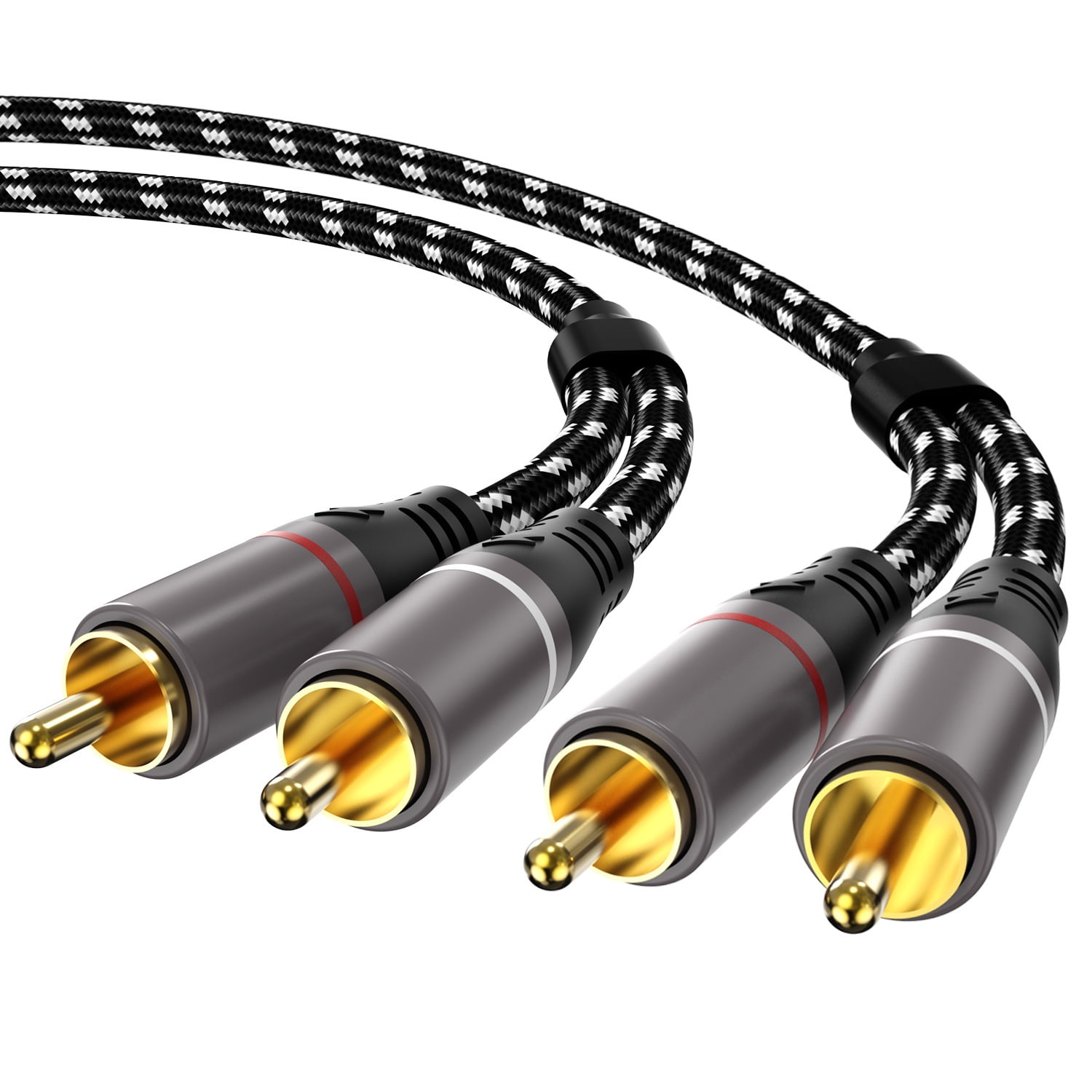 Braided Dual RCA Audio Cable (2-to-2) for CD Player Amplifier Stereo ...