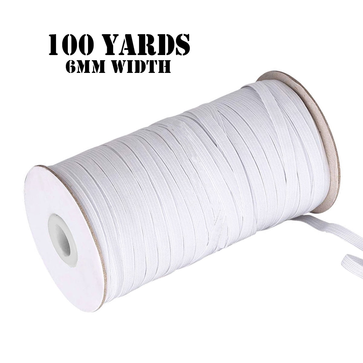 Braided Elastic Band 100 Yards 1/4 Inch Width White Elastic String Cord ...