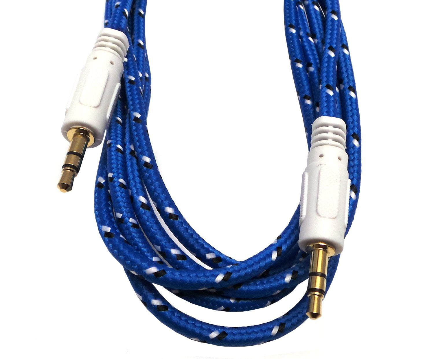 Braided Gold Plated 3.5mm Plug Male to Male Stereo Auxiliary Aux Cord ...