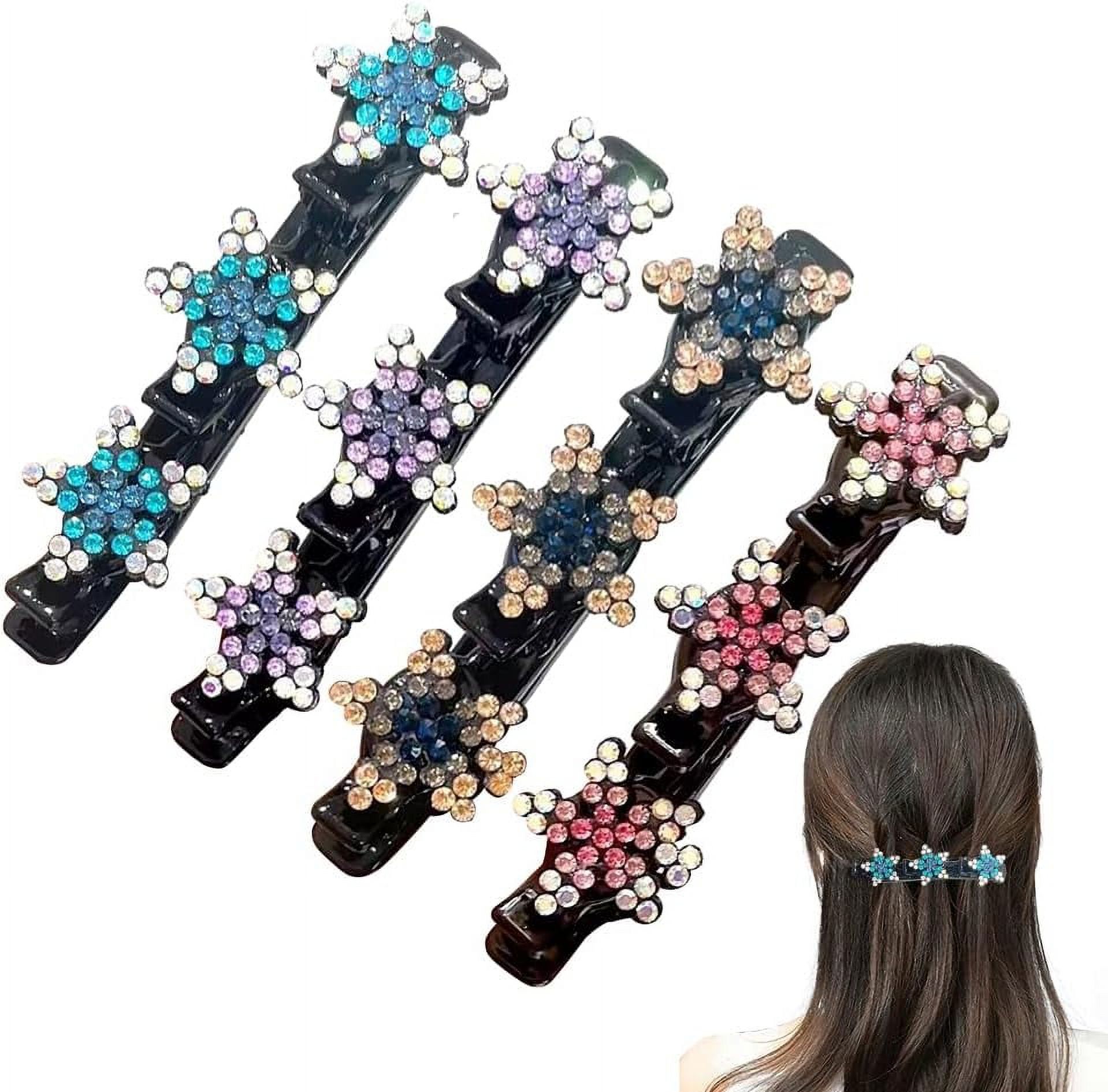 Braided Hair Clip with Crystal Flower, Side Hair Clips, Rhinestone Hair ...