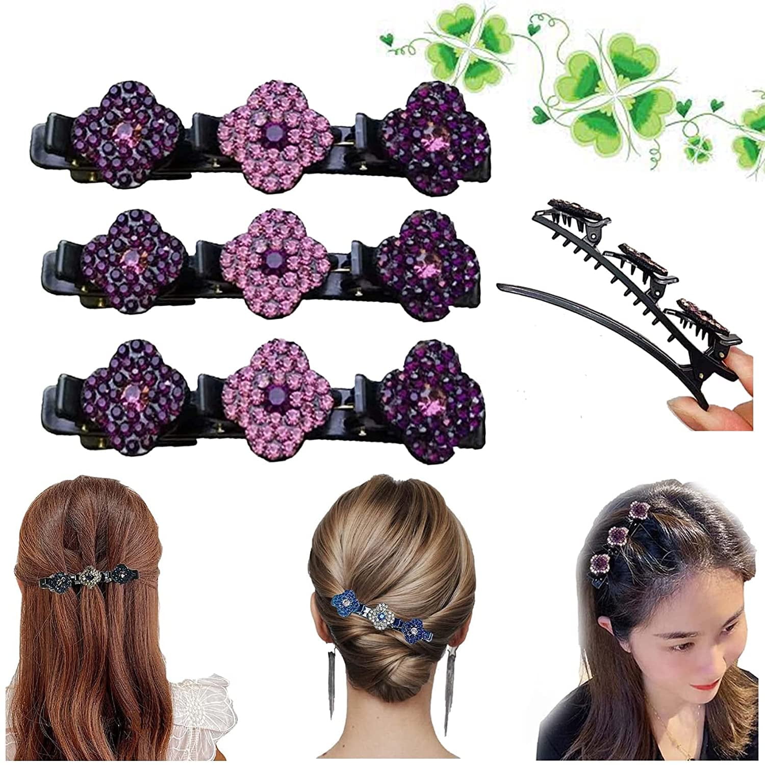 Braided Hair Clip With Rhinestones, Rsvelte Hair Clips, Hair Clip With ...