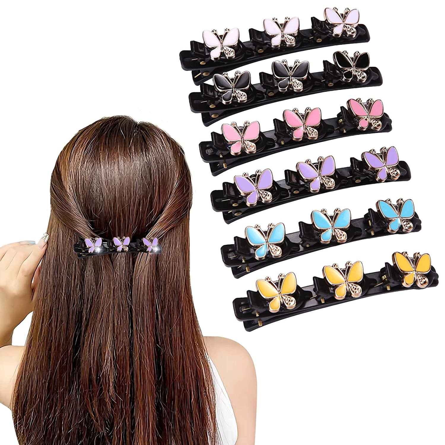 Braided Hair Clips for Women Girls, 6Pcs Satin Fabric Hair Bands with 3 ...