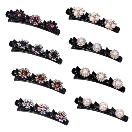 Braided Hair Clips for Women, Sparkling Crystal Stone Pearl Barrette ...