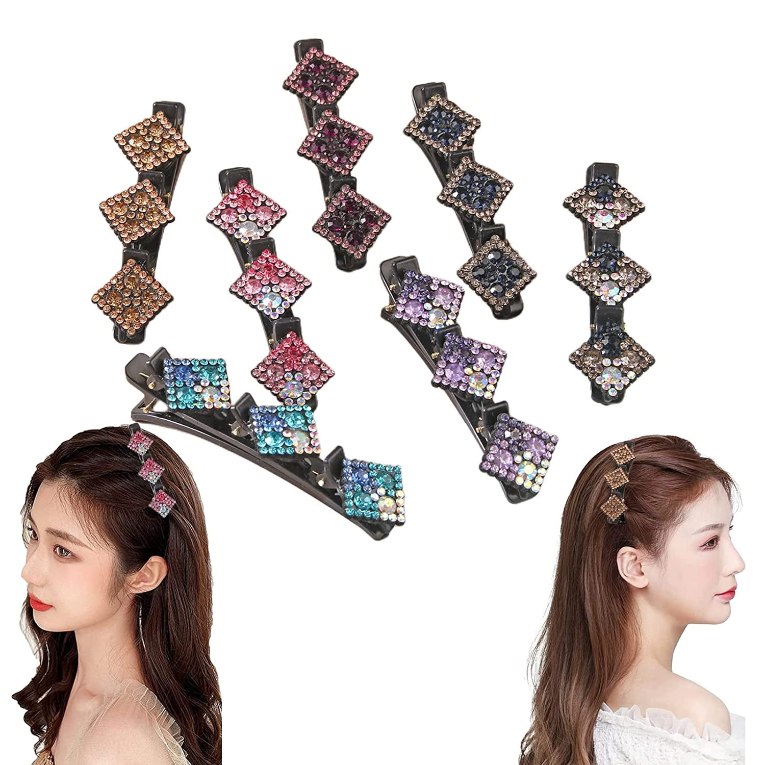 Braided Hair Clips for Women/Girls, Sparkling Crystal Stone Braided ...