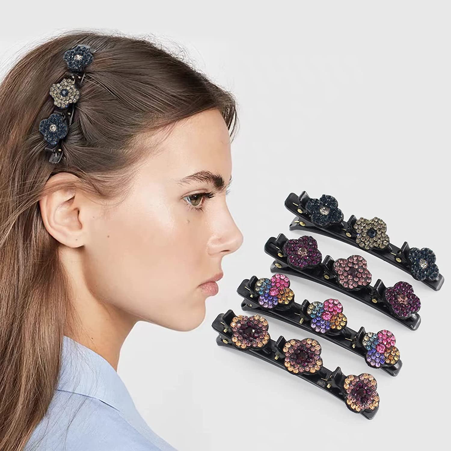 Braided Hair Clips for women, Satin Fabric Hair Bands, Sparkling ...