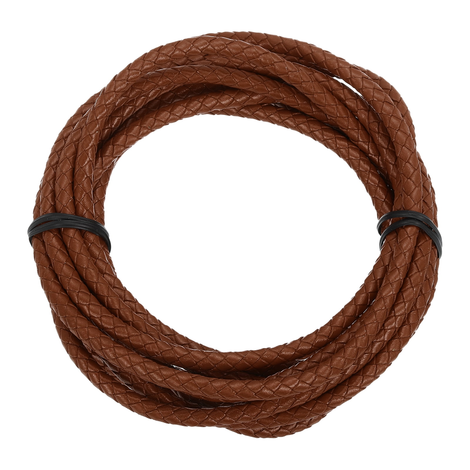 Uxcell 3.3 Yards Bolo Tie Cord 5mm Diameter Round Braided Leather Strip ...