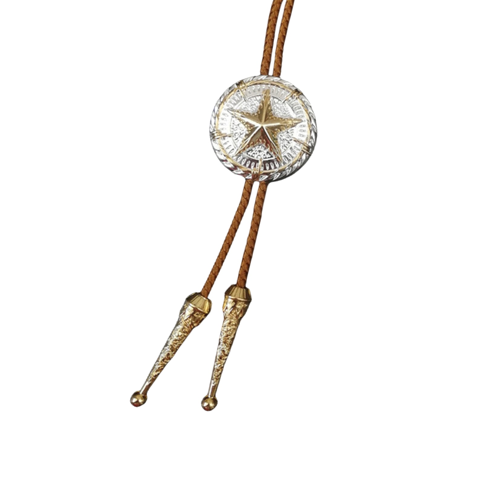 Braided Leather Cord Necktie with Star Badge Pendant for Rodeos ...