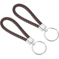 Braided Leather Keychain PU Key Ring Woven Decoration Lanyard Strap for ...