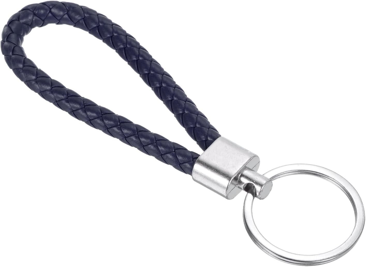 Braided Leather Keychain with Key Ring PU Woven Wristlet Lanyard Strap ...