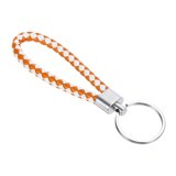 Braided Leather Keychain with Stainless Steel Key Ring, PU Woven ...
