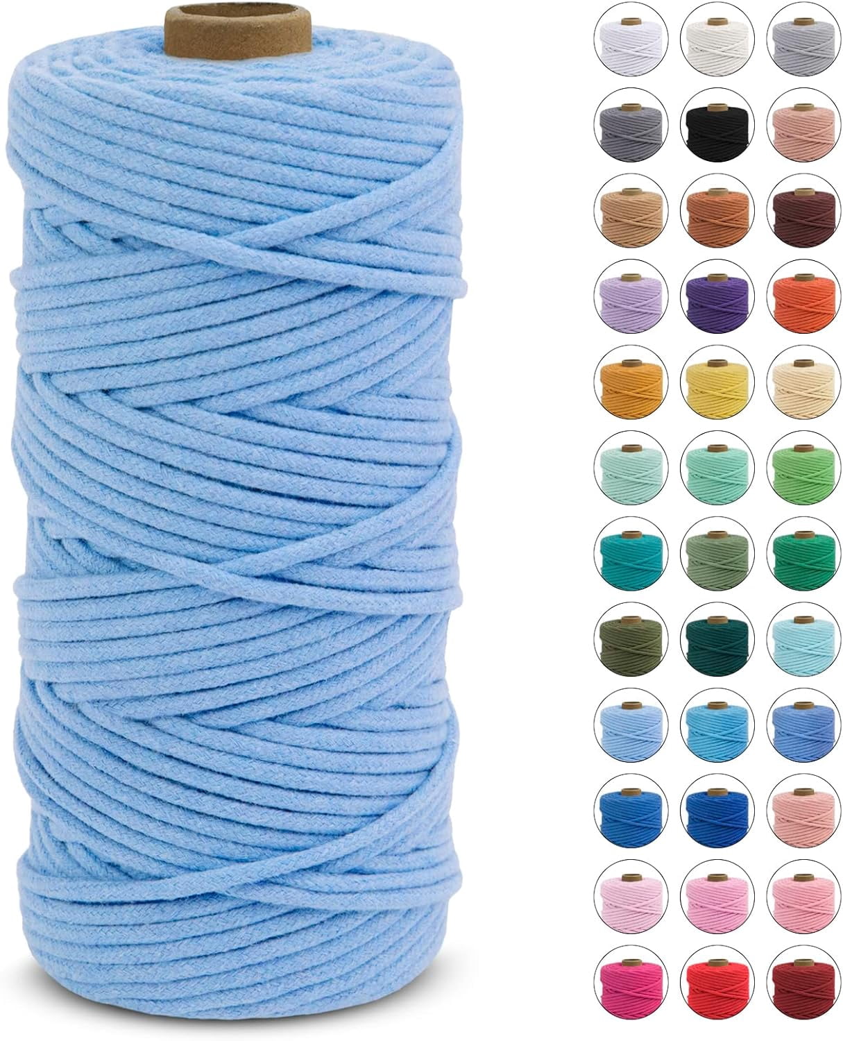 Braided Macrame Cord 3mm x 109 Yards, Rope Yarn Natural Cotton Craft ...