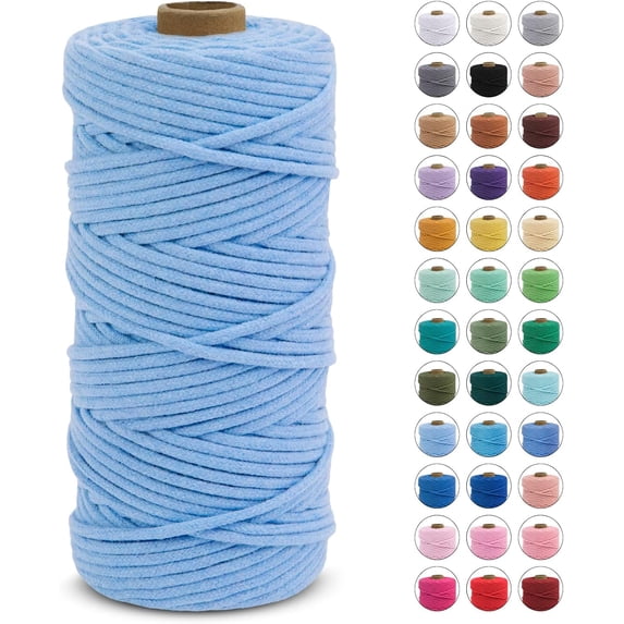 Braided Macrame Cord 3mm x 109 Yards, Rope Yarn Natural Cotton Craft ...