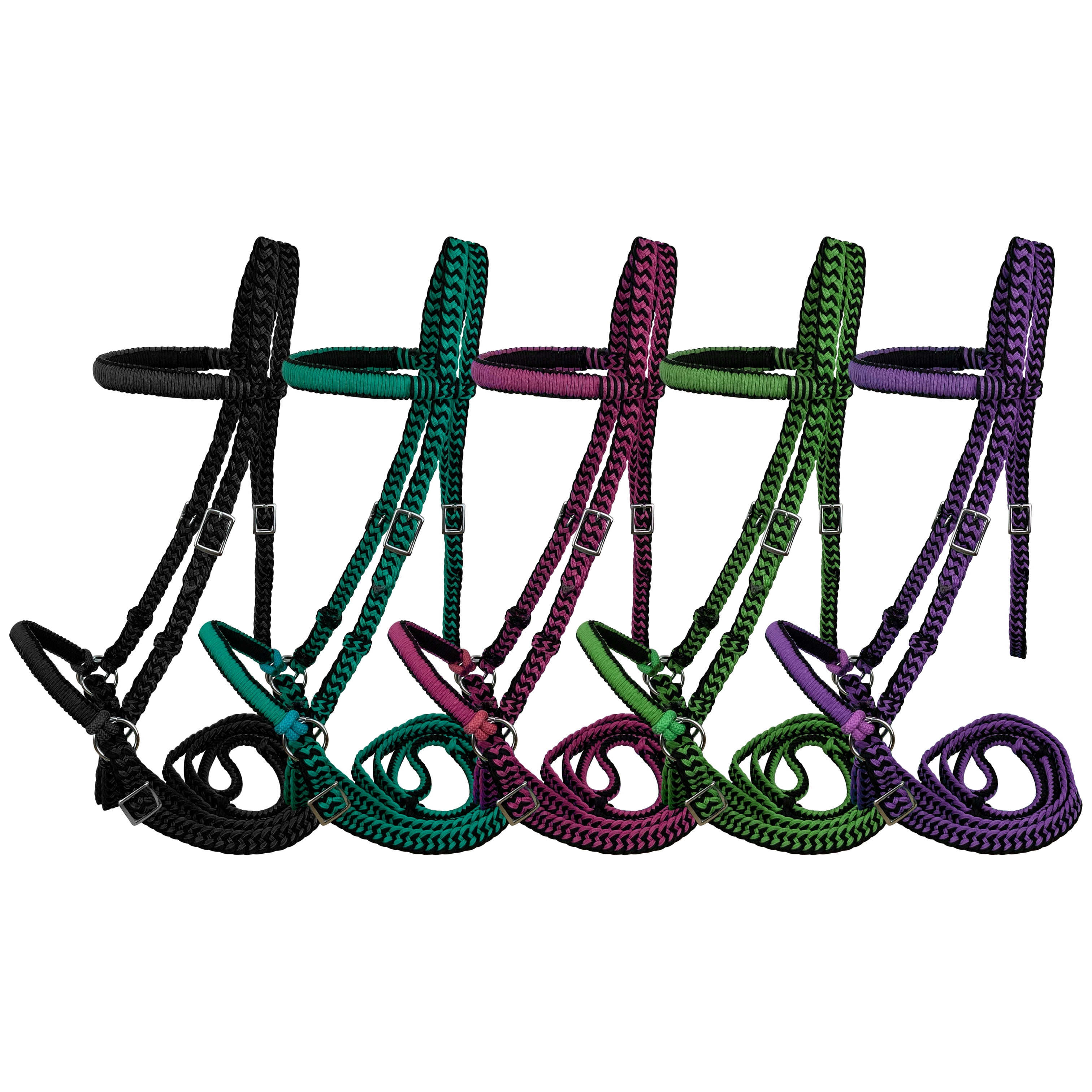 Braided Nylon Bitless Bridle w/ Reins (Black) - Walmart.com