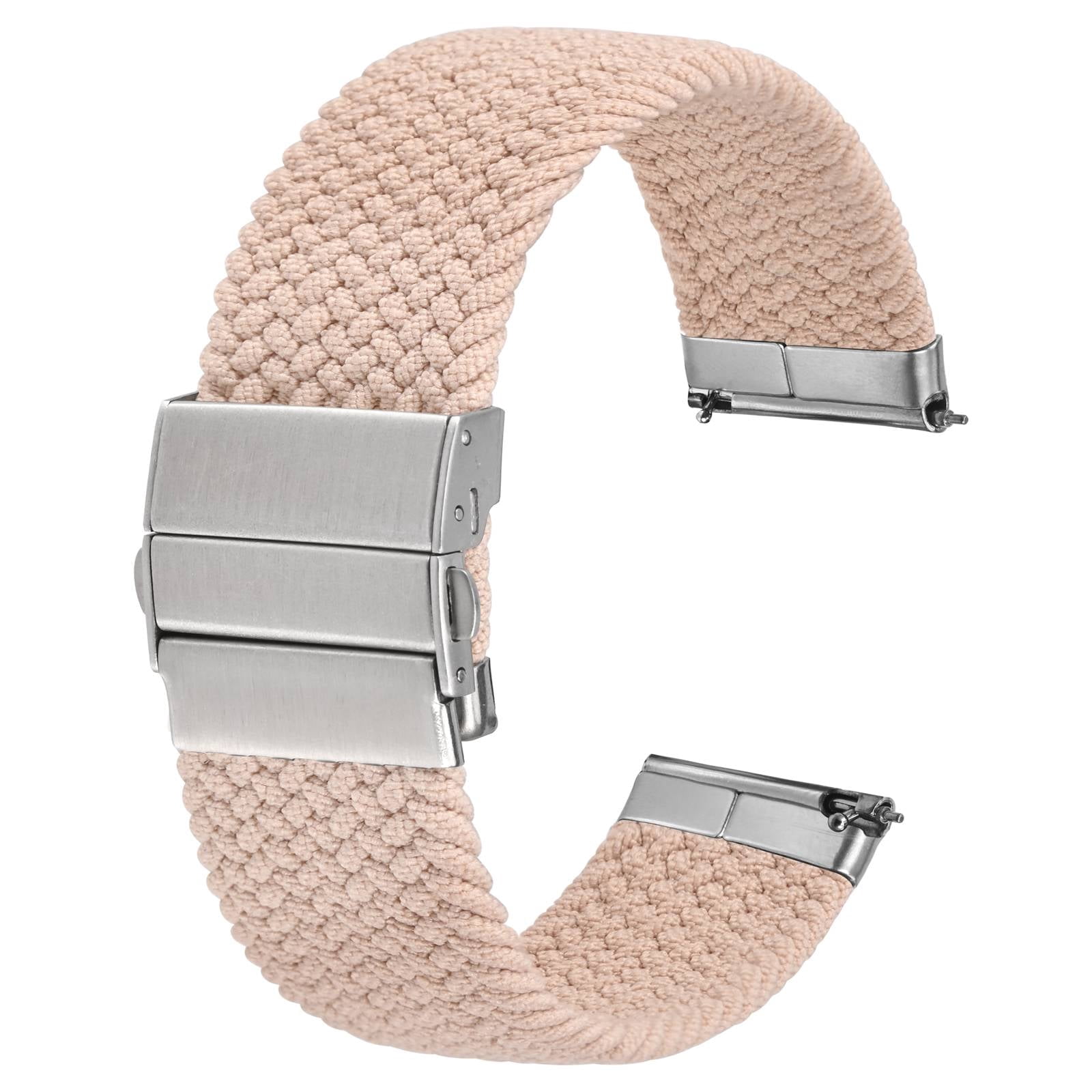 Braided Nylon Watch Strap, 18mm Stretchy Replacement Band, Pink with ...