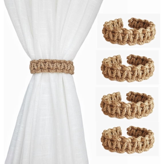 Braided Outdoor Curtain Tiebacks for Drapes, Rustic Curtain holdbacks 4 ...