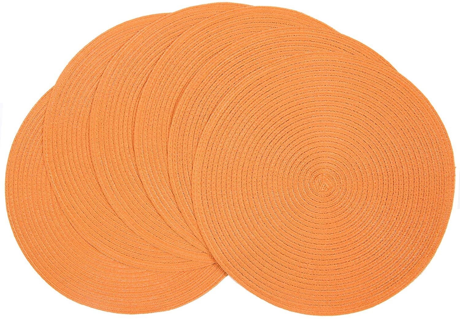 Braided Placemats for Dining Table Set of 6 - Round 15 inch Woven Heat ...