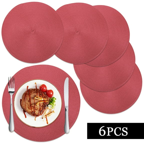 Round Placemats Set of 4, 15 Inch Braided Hand Woven Table Mats, Heat ...