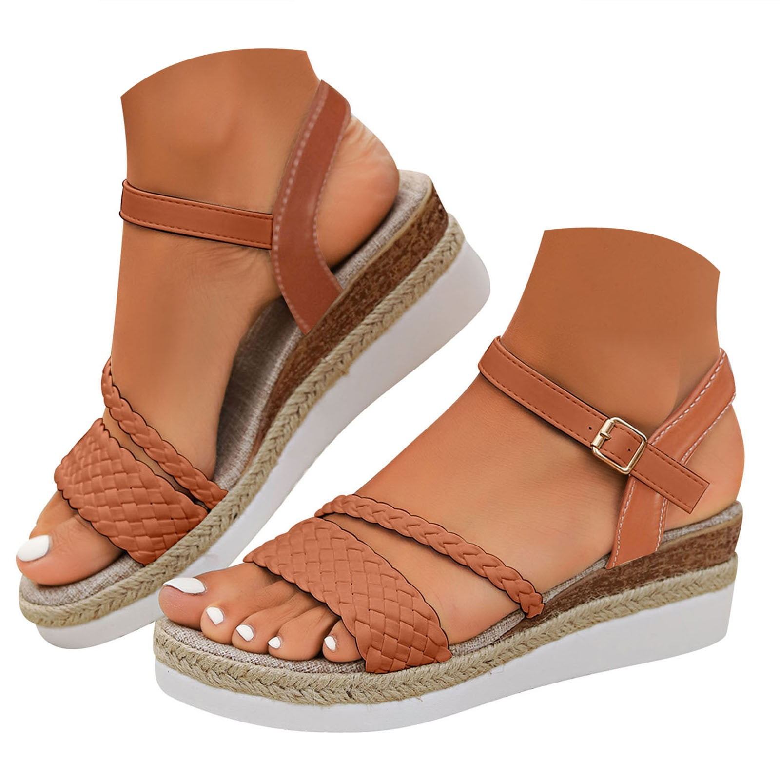 Braided Platform Wedge Sandals for Women 2025 Boho Woven Beach ...