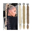 Braided Ponytail Extensions with Elastic Ties 24inches Soft Natural ...