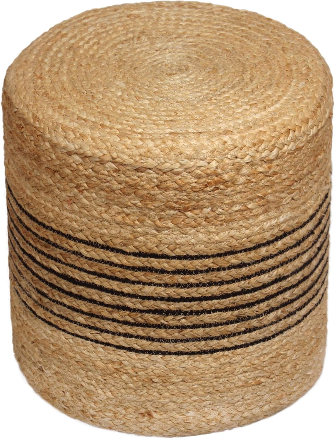Braided Pouf Cylindrical Jute Cotton Ottoman - Boho Foot Stool - Bedroom Dorm Family Room Accent ...