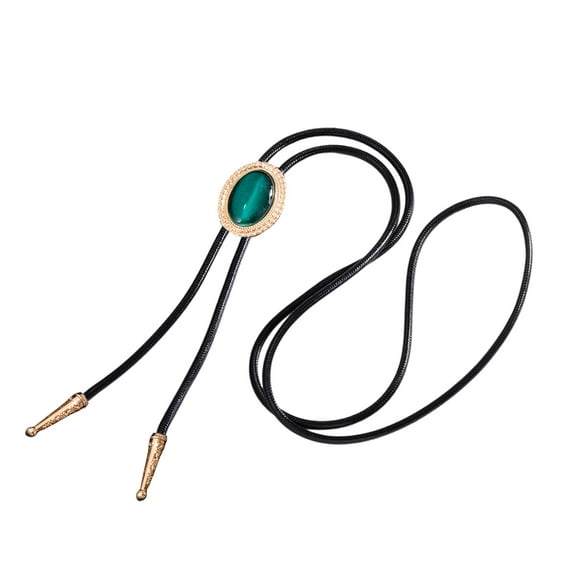 Braided Rope Bolotie with Oval Shape Stone Pendant Adjustable String ...