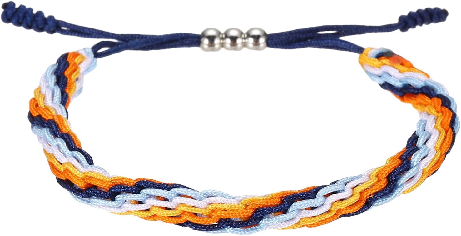 Braided Rope Bracelets, Stripe Pattern Adjustable Woven Cord Handmade ...
